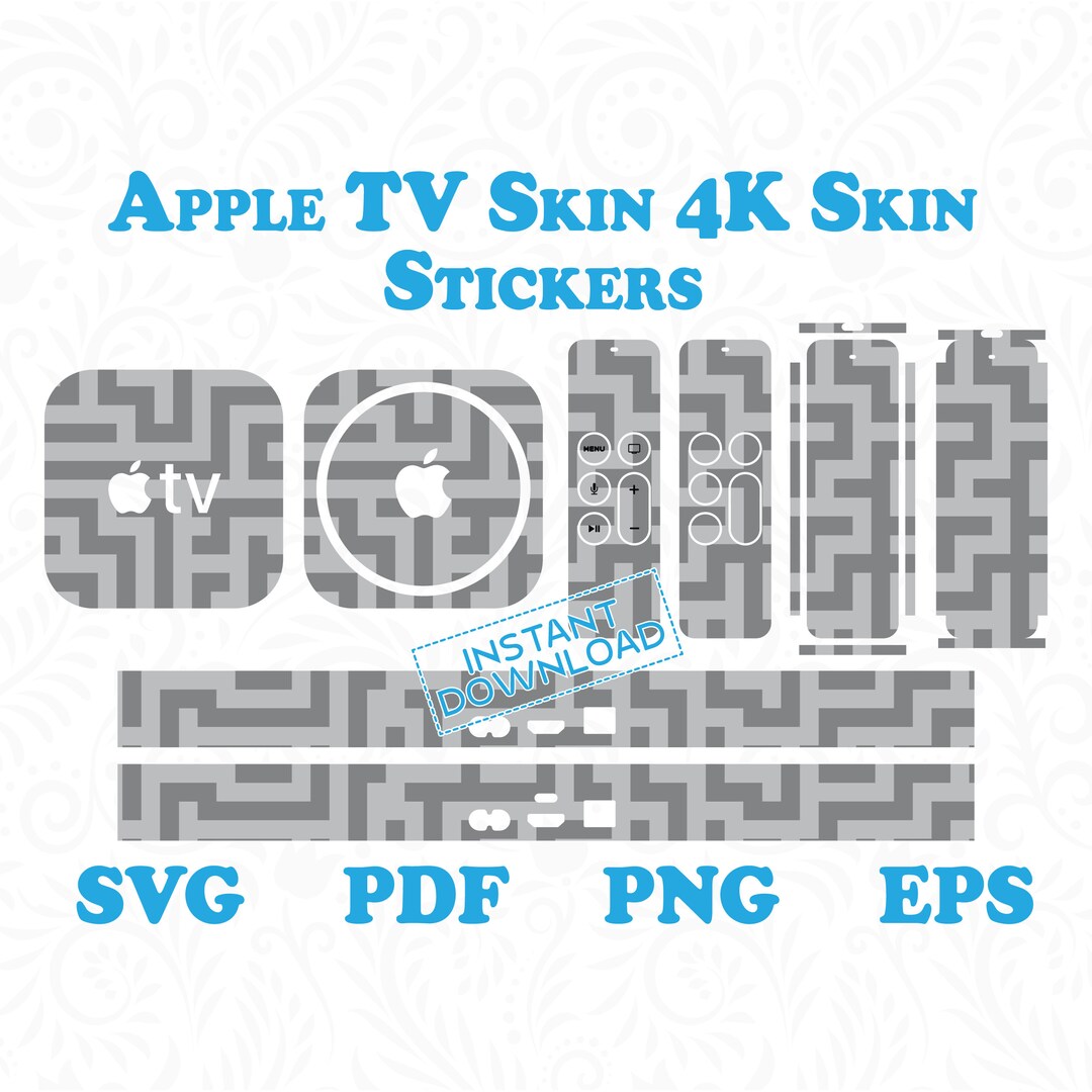 Apple TV 4th Gen 4k Skin Stickers by Digiartist Store, Pack of 6 Apple TV Case Apple TV Remote ...