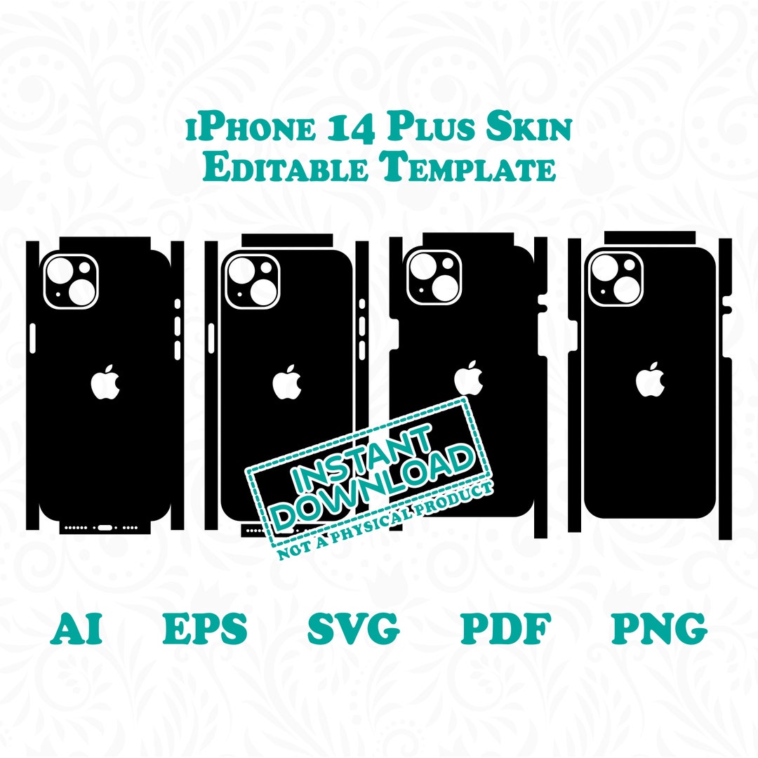 IPhone 14 Plus Skin Editable Template by Digiartist Store, iPhone 14 Plus Case Skin Printable ...