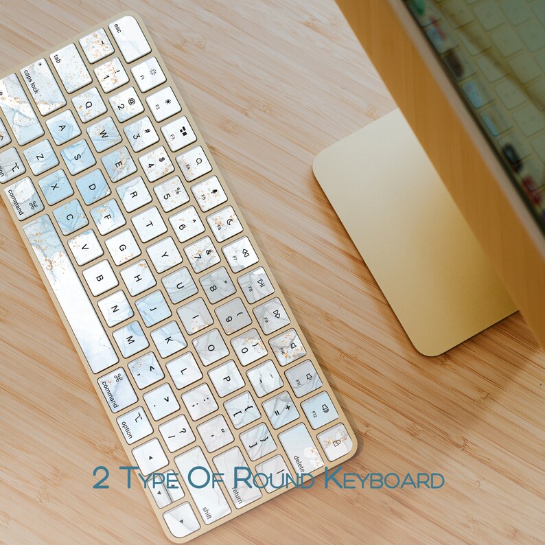 Magic Keyboard Skin Apple Keyboard Stickers, White Marble Custom ...