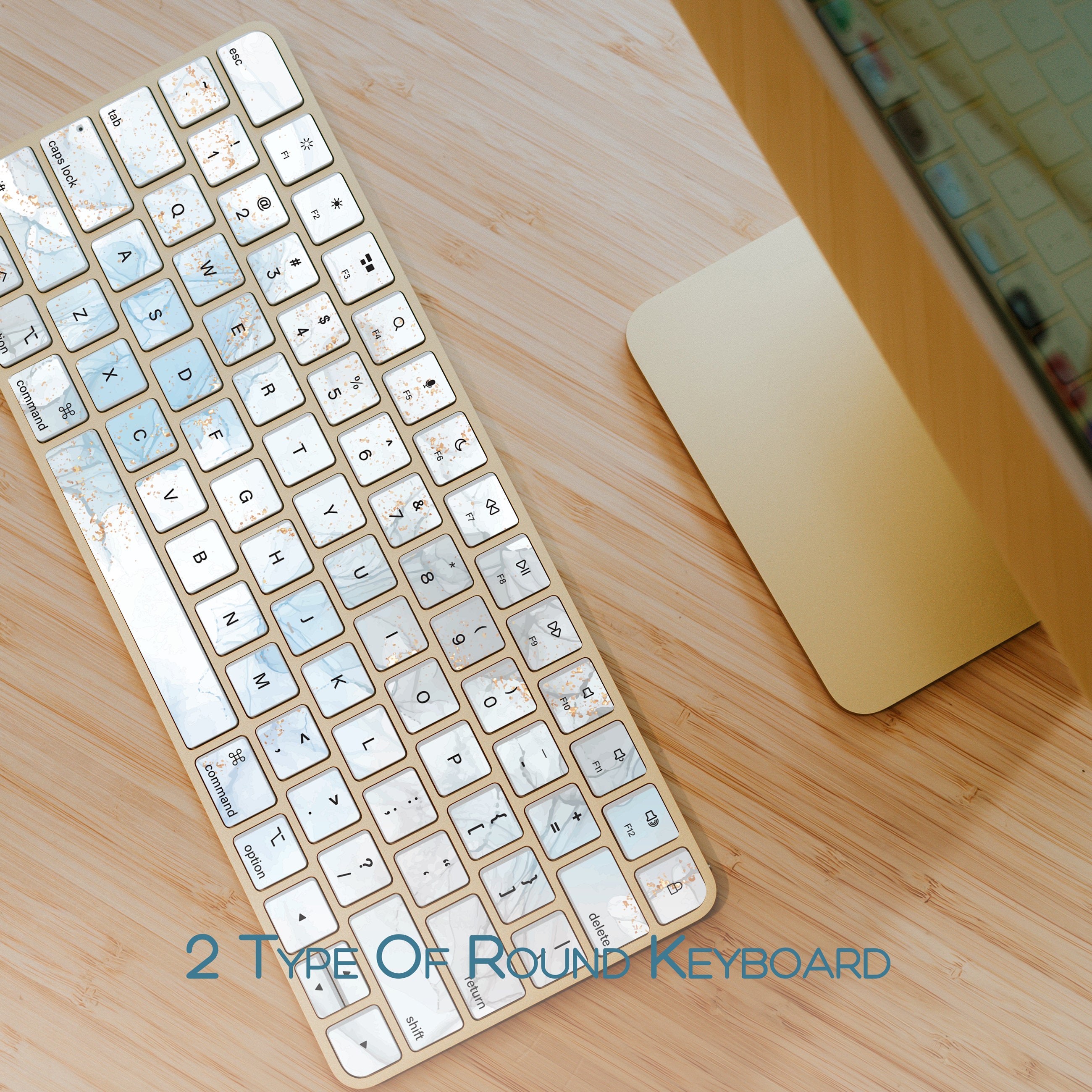Magic Keyboard Skin Apple Keyboard Stickers, White Marble Custom ...