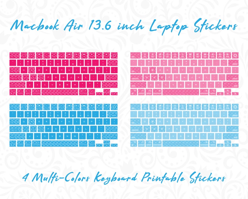 Keyboard Printable Stickers, MacBook 13.6 Inch Laptop Decal Clipart ...