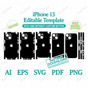 IPhone 13 Skin Editable Template by Digiartist Store, Custom iPhone 13 Case Template in Instant ...