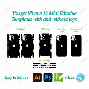 IPhone 12 Mini Skin Editable Template by Digiartist Store, iPhone 12 ...
