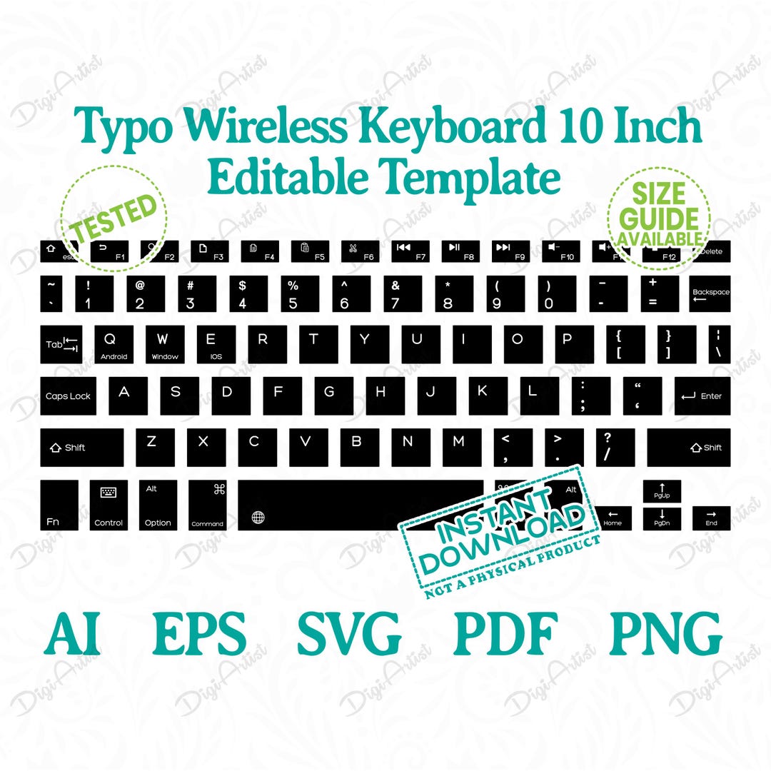 Typo Wireless Keyboard 10 Inch Editable Template by Digiartist Store ...