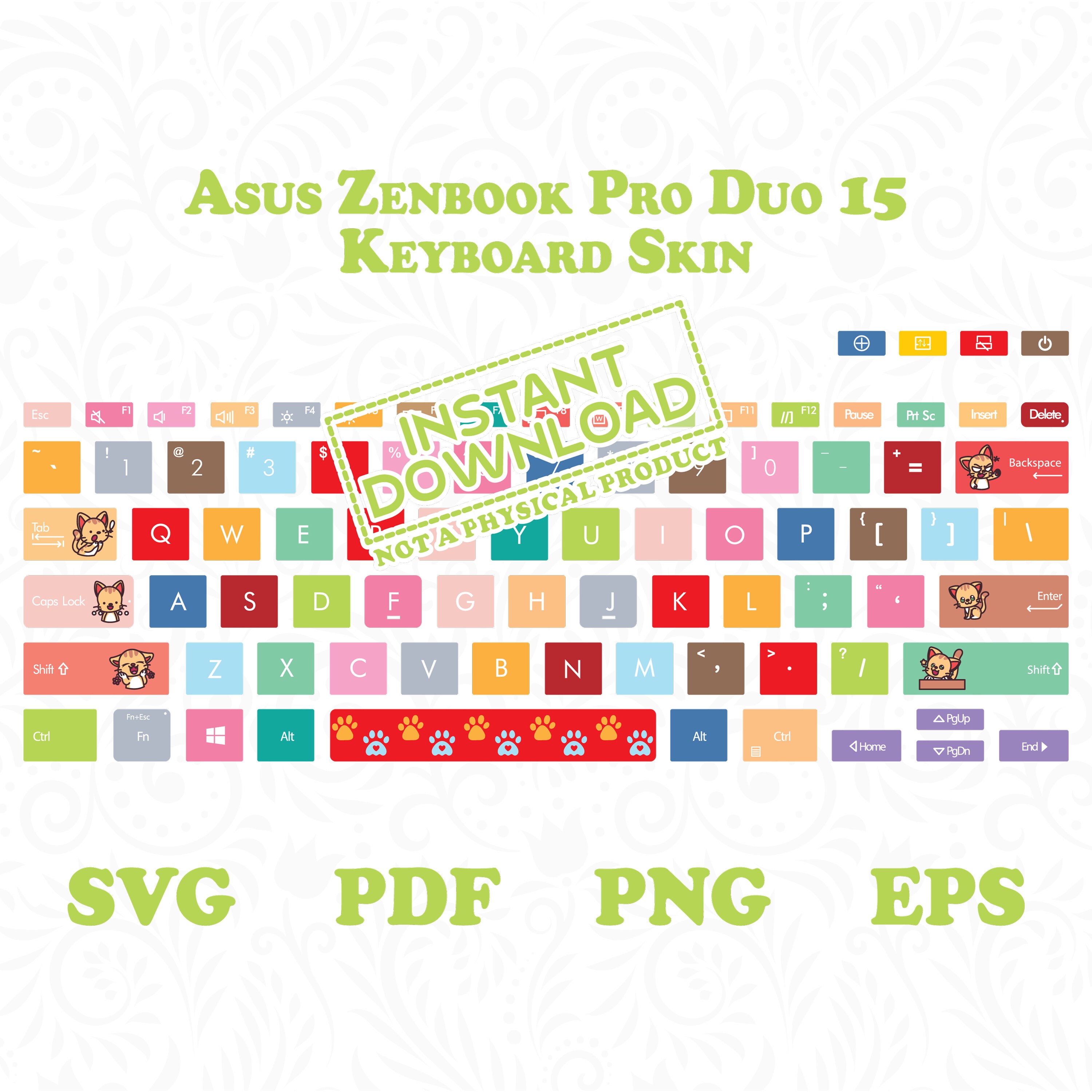 Zenbook Pro Duo 15 Cute Keyboard Stickers, Asus Laptop Skin Zenbook Pro ...