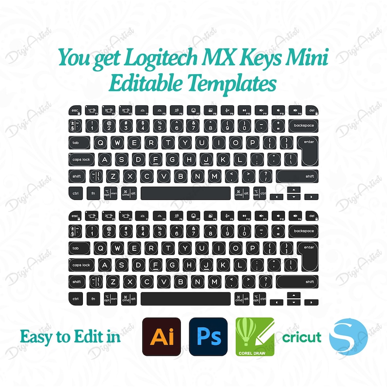 Logitech MX Keys Mini Keyboard Skin by Digiartist Store, Pack of 2 ...