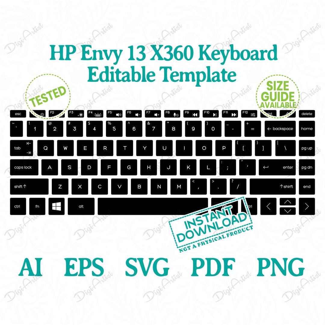 HP Envy 13 X360 Keyboard Editable Template by Digiartist Store, HP Envy ...