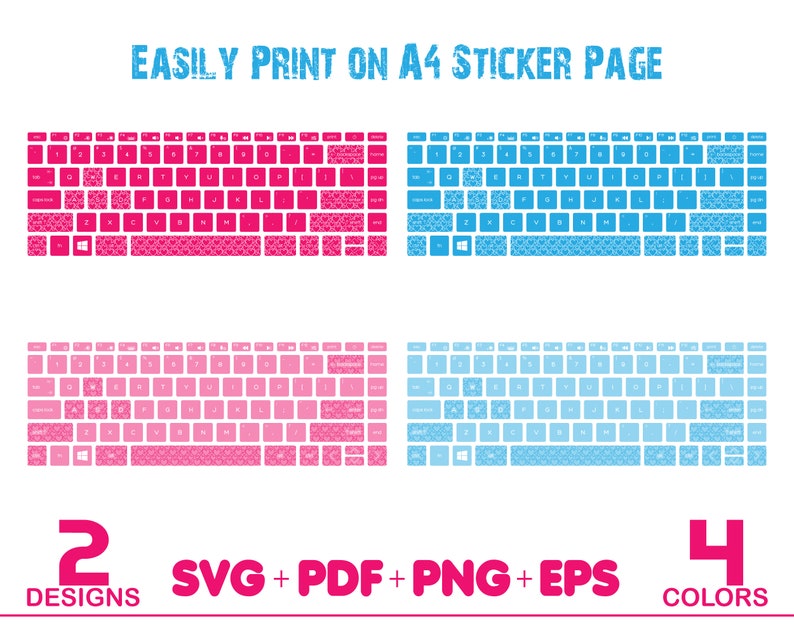 Keyboard Printable Stickers Window Laptop Pack of 4 Clipart - Etsy
