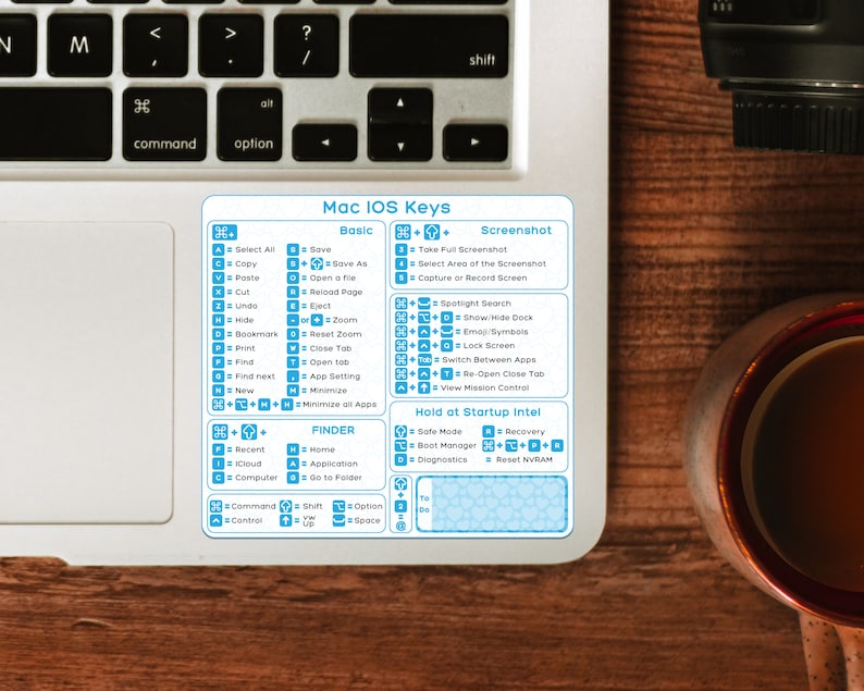 Mac Keyboard Shortcuts Printable Stickers, Shortcuts Decal Clipart ...