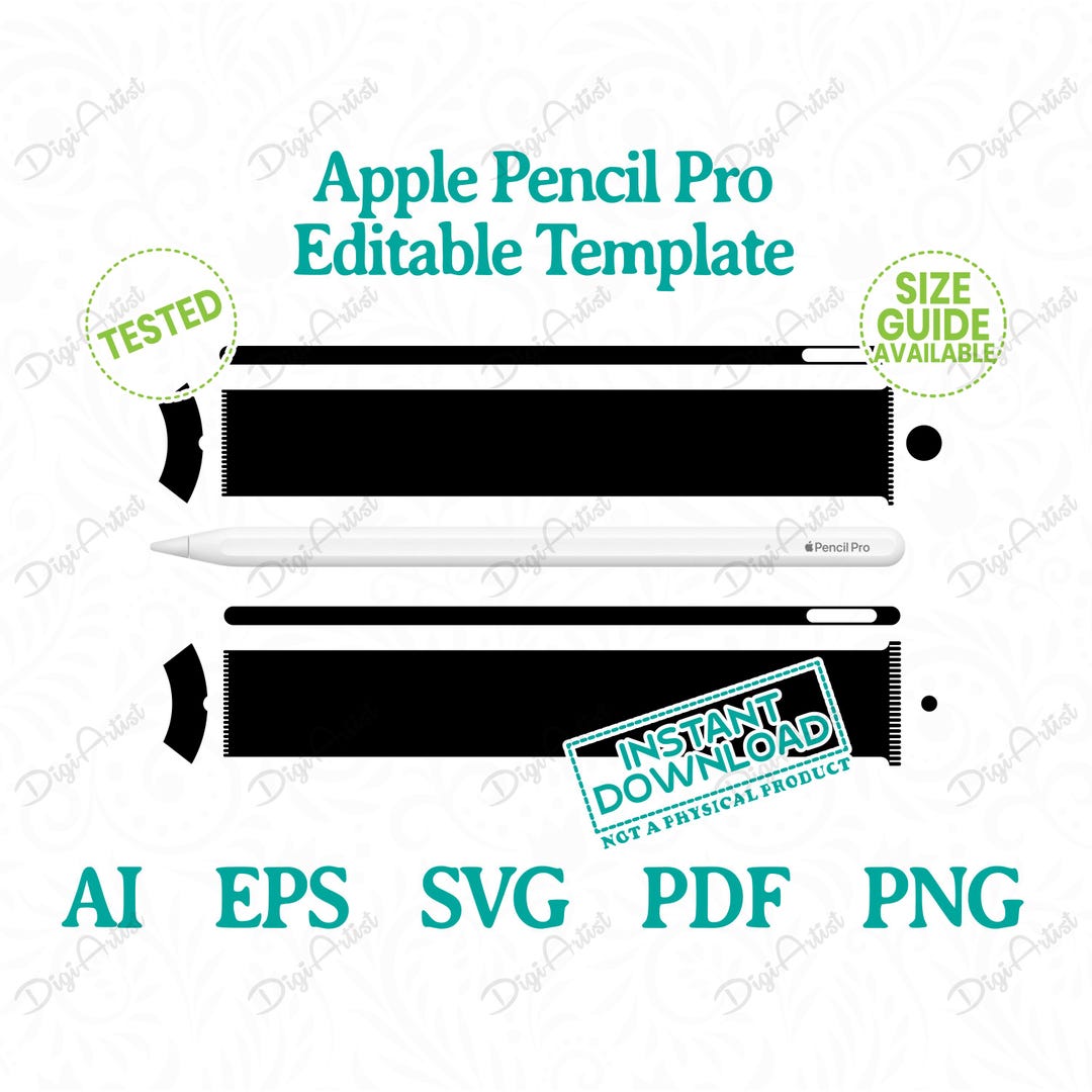 Apple Pencil Pro Editable Template by Digiartist Store, Apple Pencil ...