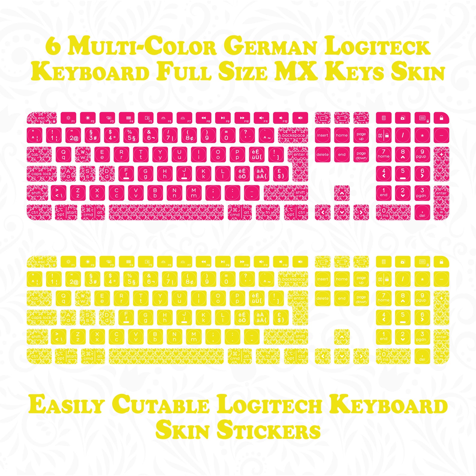 German Logitech Keyboard Full Size MX Keys Keyboard Stickers - Set of 6 ...