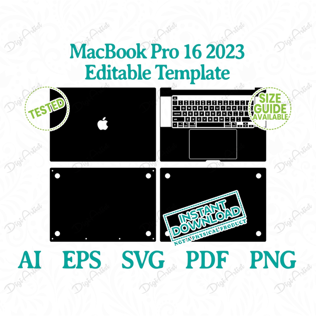 MacBook Pro 16 2023 Skin Editable Template by Digiartist Store in ...