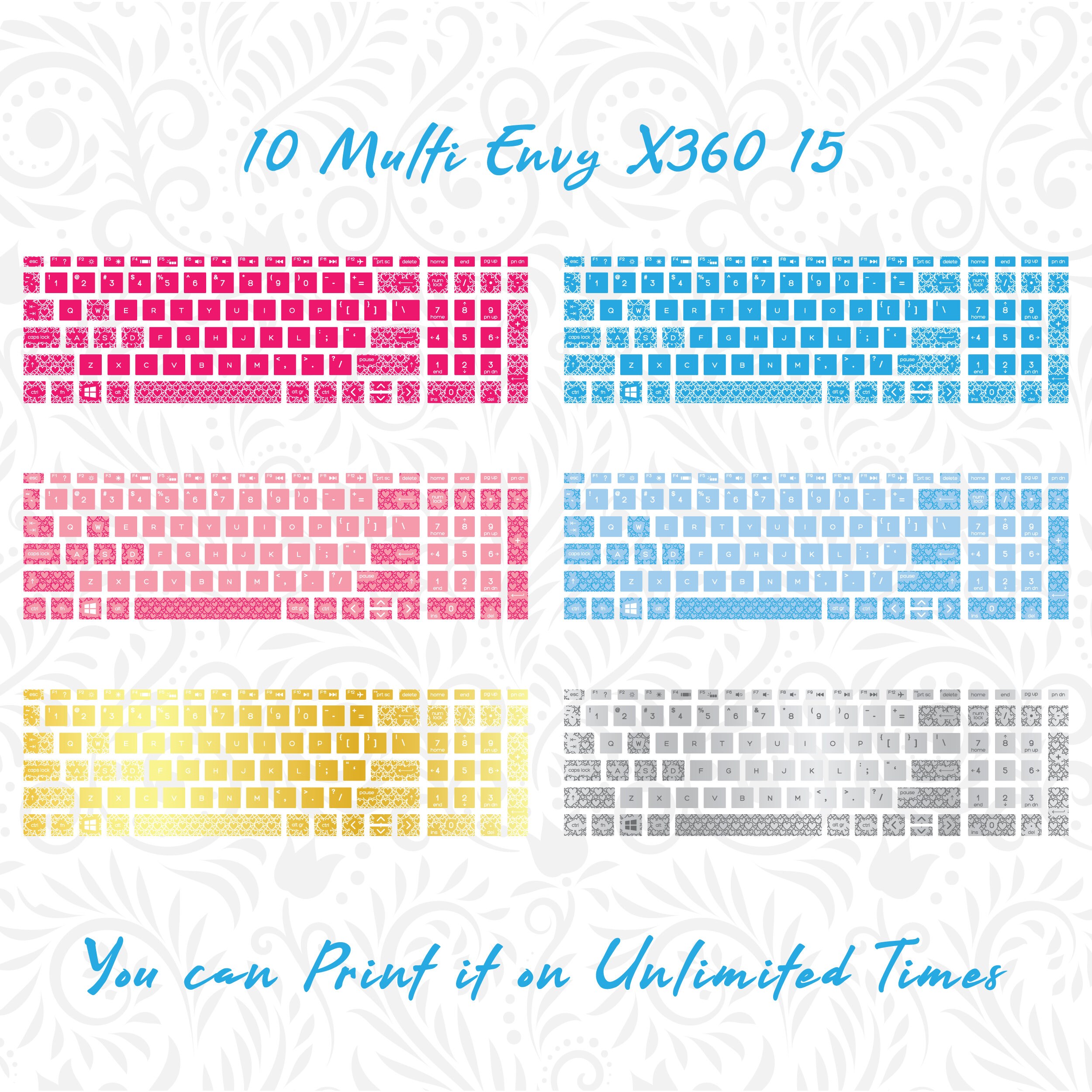 HP Spectre X360 Case Keyboard Stickers in 10 Multi Keyboard Decal HP ...