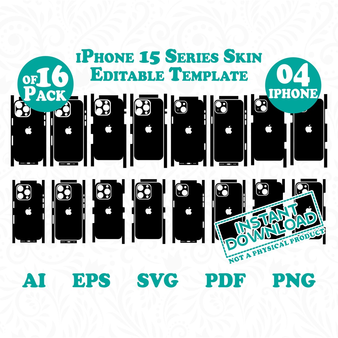 IPhone 15 Series Skin Editable Template by Digiartist Store, Custom iPhone 15 Pro Max Printable ...
