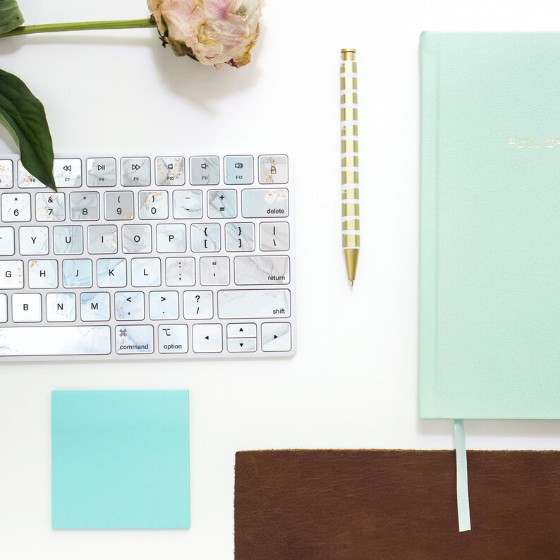 Magic Keyboard Skin Apple Keyboard Stickers, White Marble Custom ...