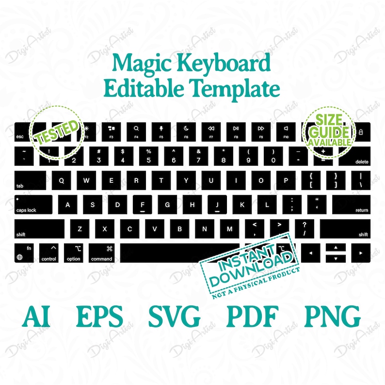Magic Keyboard With Touch ID Skin Editable Template by Digiartist Store ...