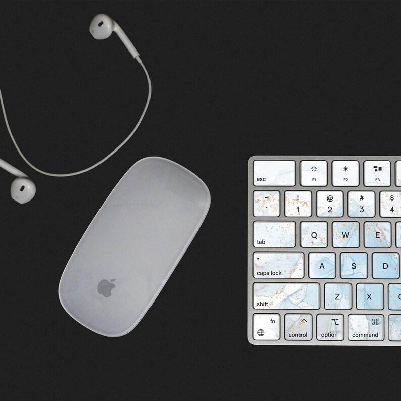 Magic Keyboard Skin Apple Keyboard Stickers, White Marble Custom ...