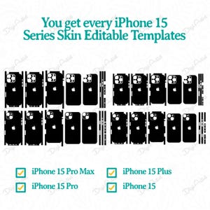 IPhone 15 Series Skin Editable Template by Digiartist Store, Custom iPhone 15 Pro Max Printable ...