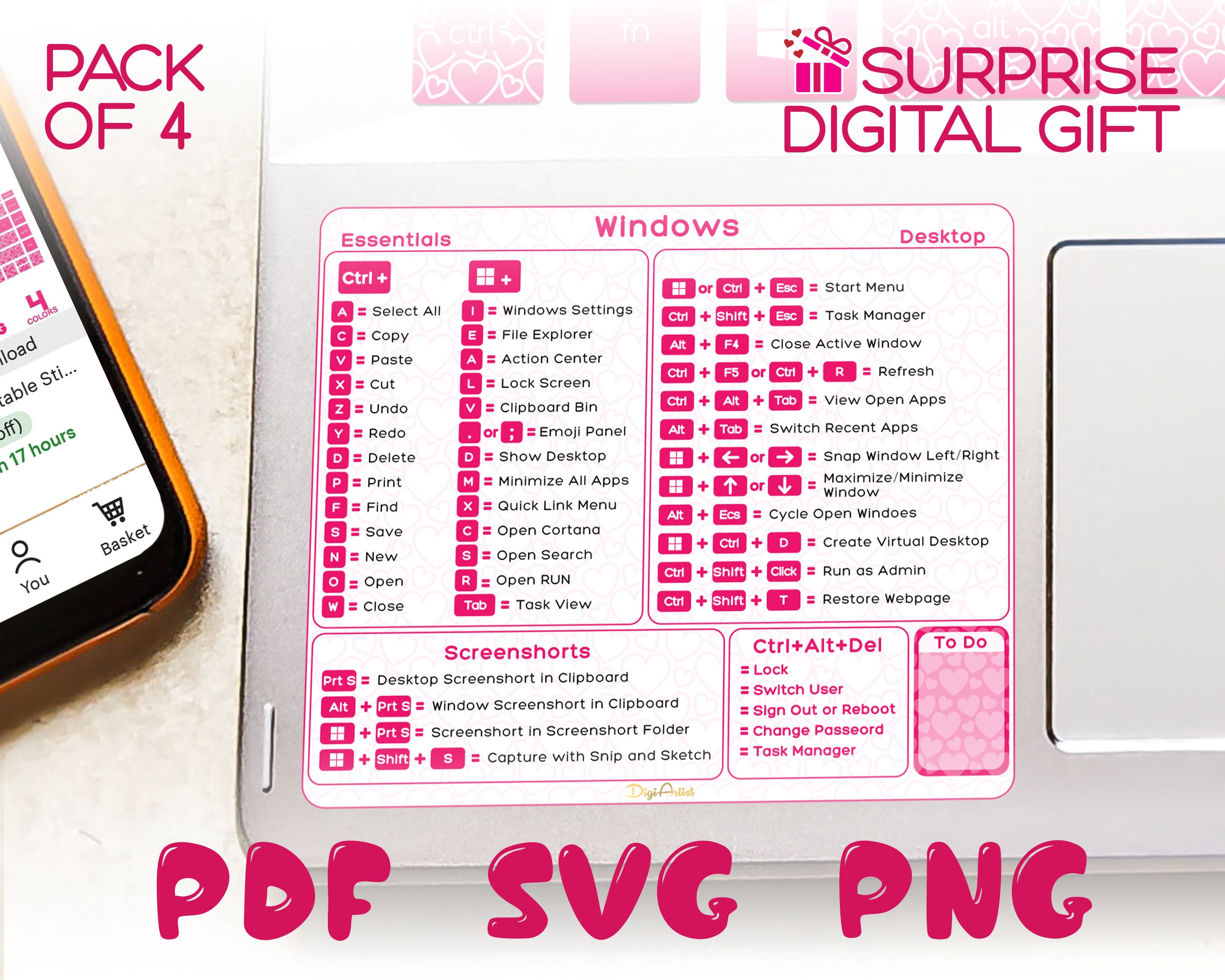 Keyboard Shortcuts Printable Stickers, Window Shortcuts Decal Clipart ...