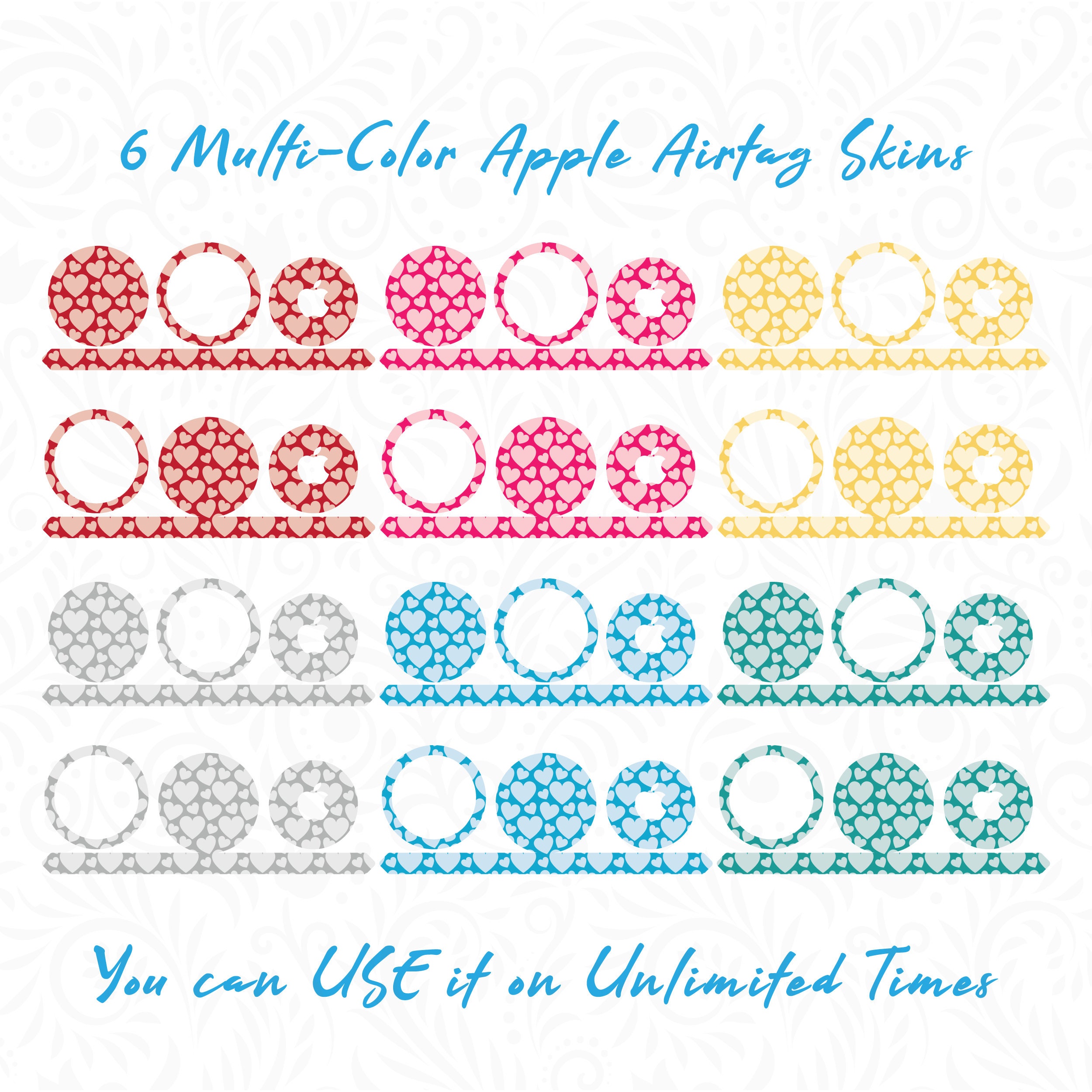 Apple AirTag Skins in 6 Multi-color Apple AirTag Stickers, Instant ...