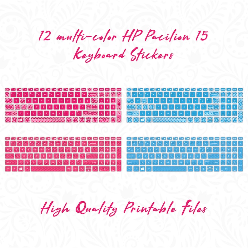 HP Pavilion 15 Keyboard Stickers in 12 Multi HP Laptop Skins Cute ...