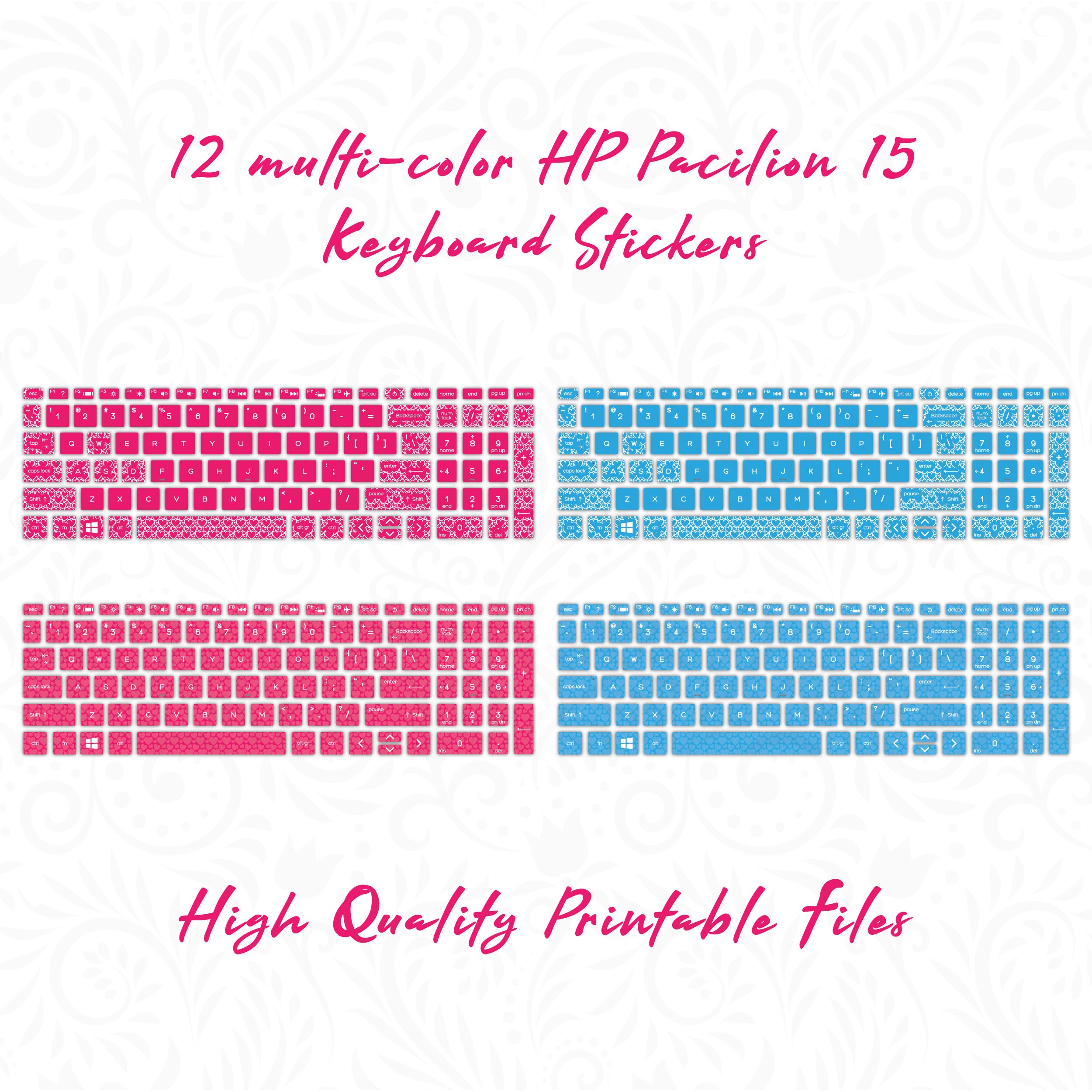 HP Pavilion 15 Keyboard Stickers in 12 Multi HP Laptop Skins Cute ...
