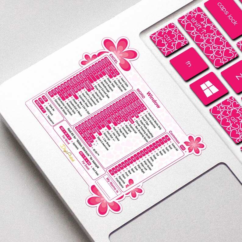 Word and Excel Shortcut Stickers in 2 Multi-colors and Sizes Flower ...