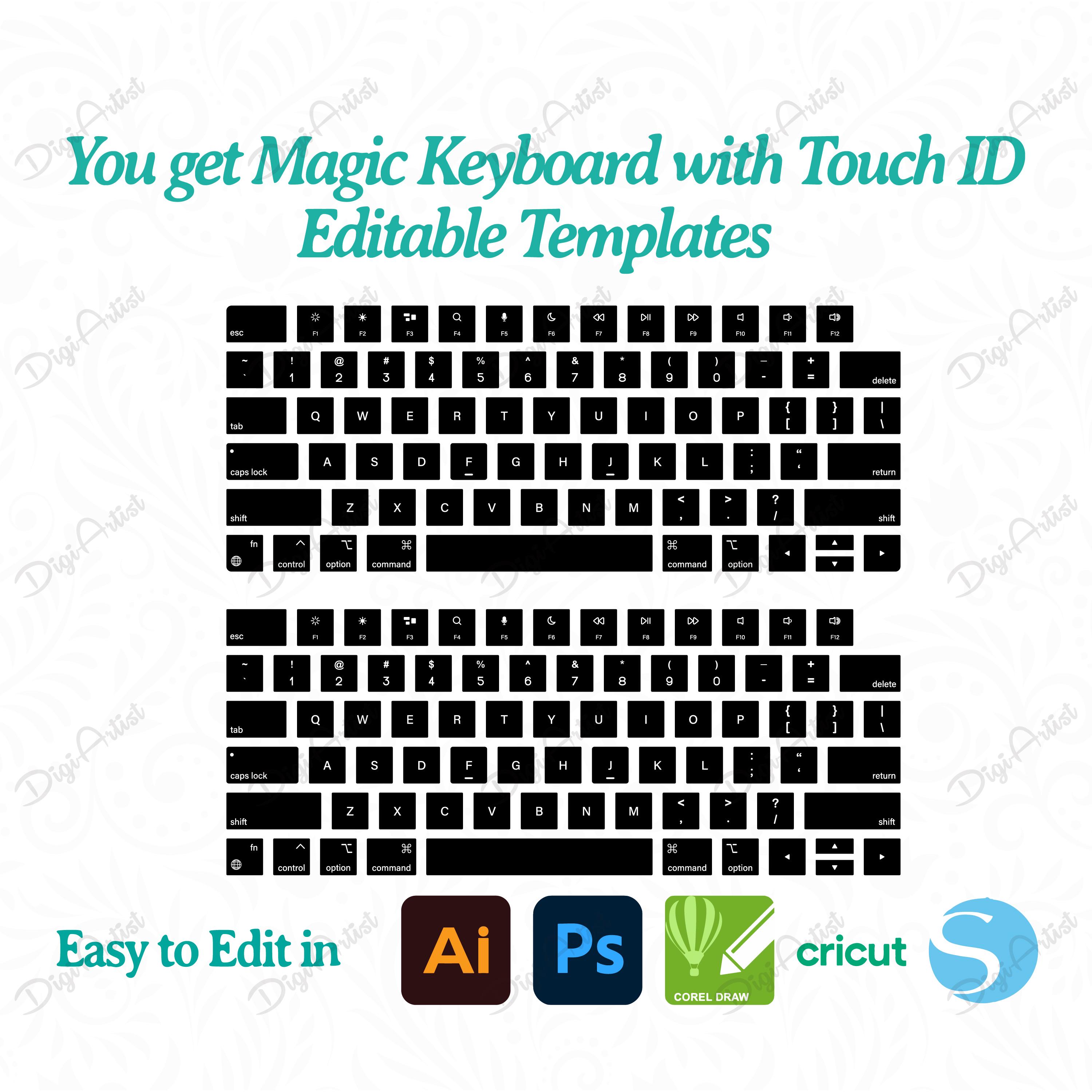 Magic Keyboard With Touch ID Skin Editable Template by Digiartist Store ...