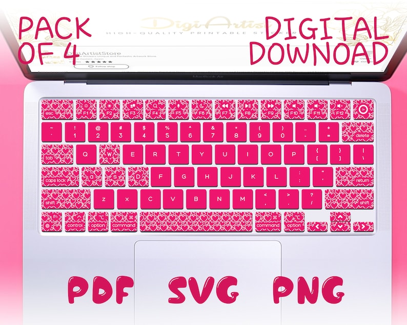Keyboard Printable Stickers, MacBook 13.6 Inch Laptop Decal Clipart ...
