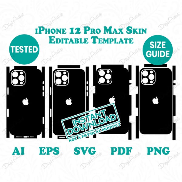 Apple iPhone 12 Template by Digiartist Store, iPhone 12 Skin Editable ...