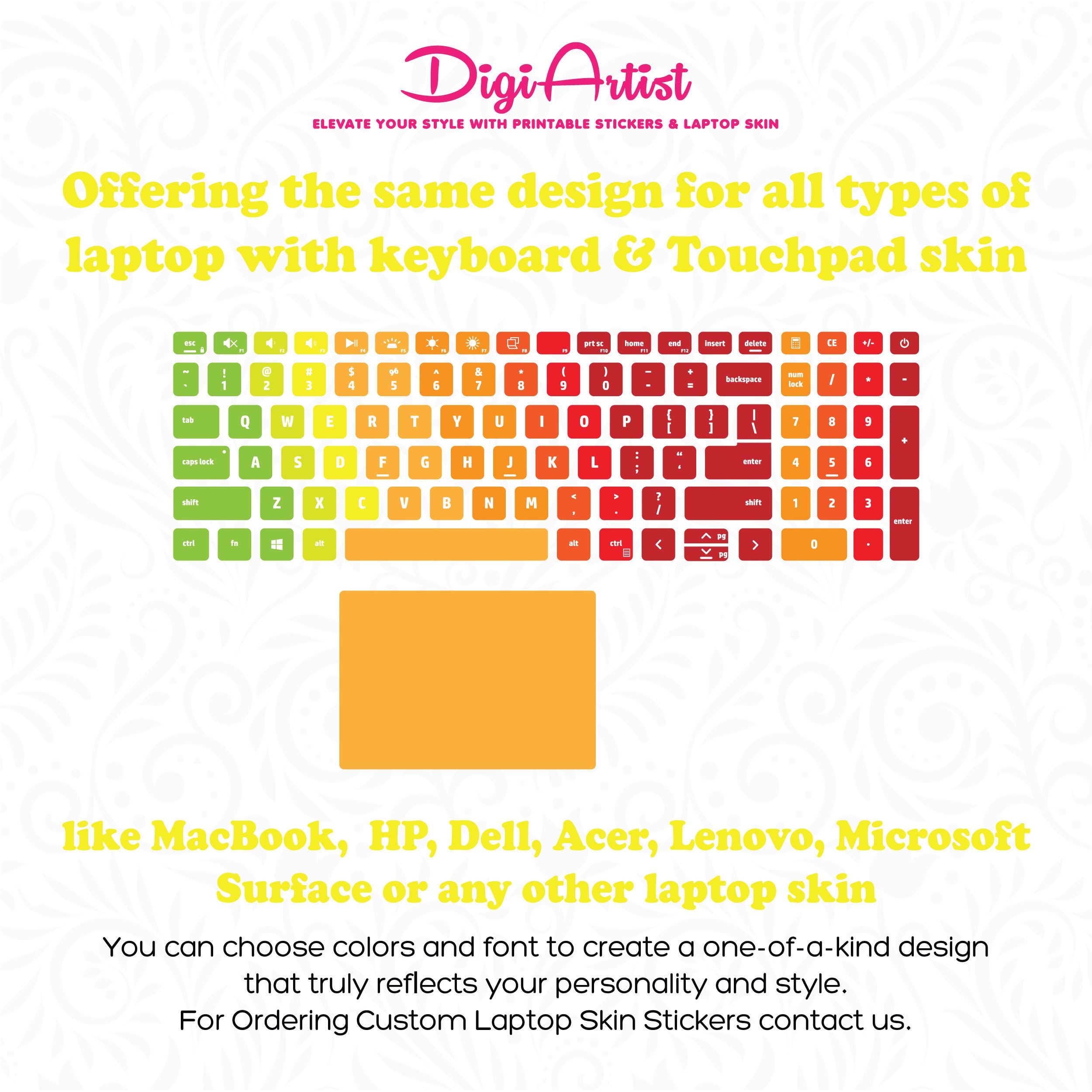 Dell Inspiron Skin With Keyboard Stickers and Touchpad Skin Set of 2 ...