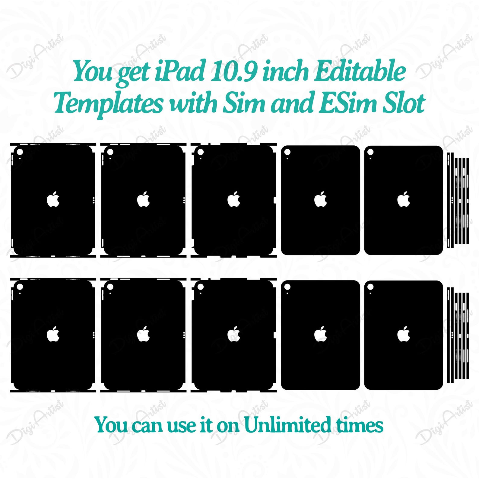 Apple iPad 10.9 10th-gen 2022 Editable Template by Digiartist Store ...