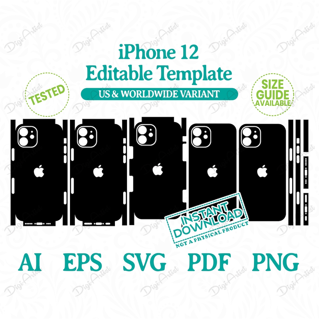 IPhone 12 Template by Digiartist Store, iPhone 12 Skin Editable ...