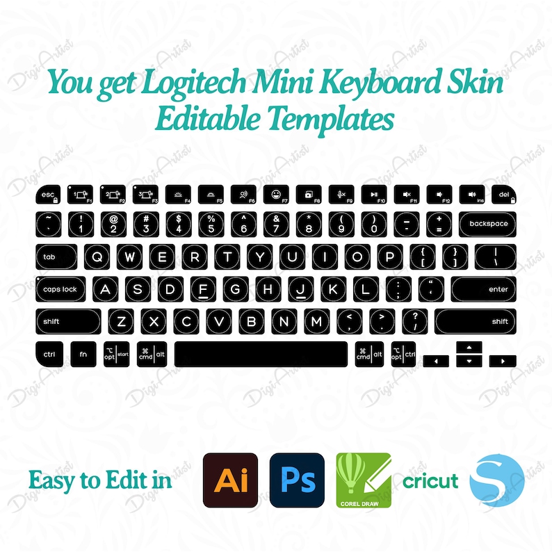 Logitech Keyboard MX Keys Mini Editable Template by Digiartist Store ...