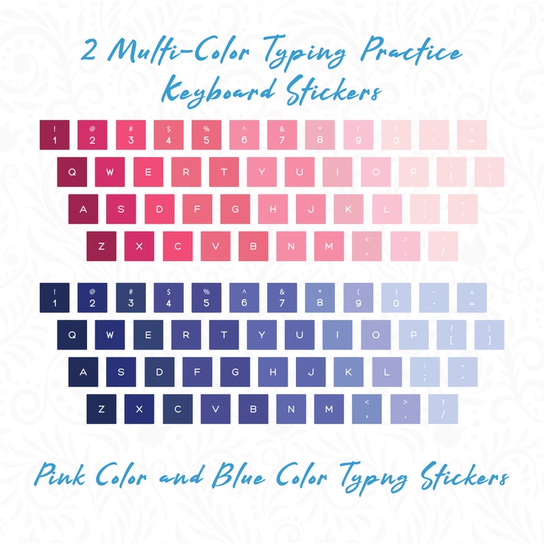 Typing Practice Cute Keyboard Stickers in 4 Muti-color 1.5cm Key ...