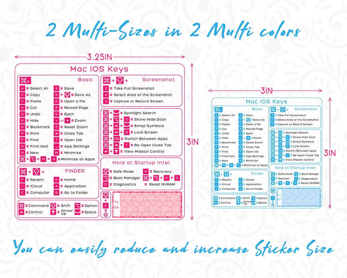 Mac Keyboard Shortcuts Printable Stickers, Shortcuts Decal Clipart ...