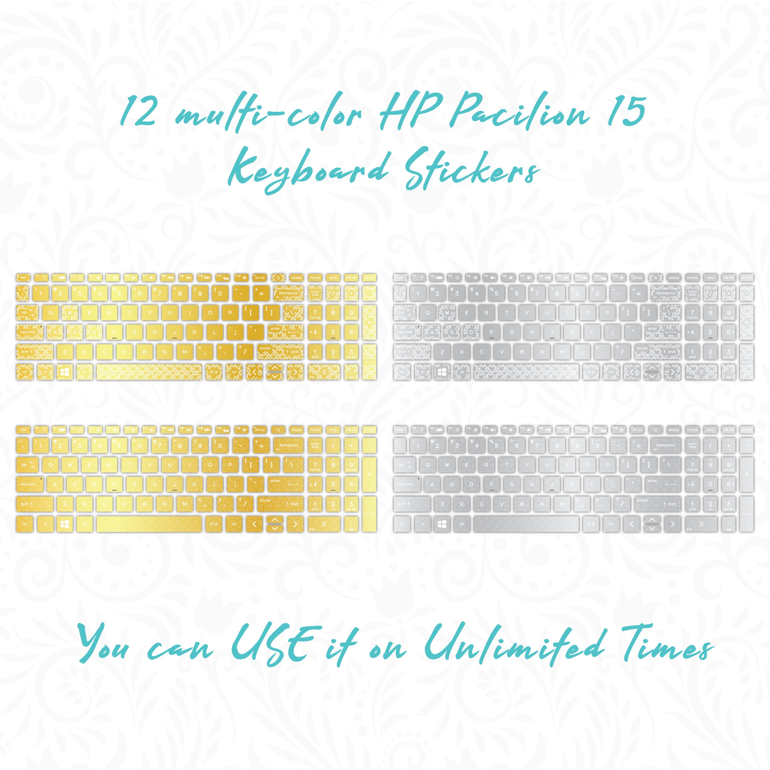 HP Pavilion 15 Keyboard Stickers in 12 Multi HP Laptop Skins Cute ...