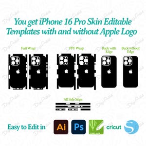IPhone 16 Pro Skin Editable Template by Digiartist Store, iPhone 16 Pro Case Template in Instant ...
