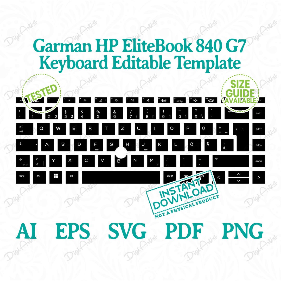 German HP Elitebook 840 G7 Keyboard Editable Template by Digiartist ...