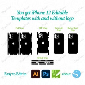 IPhone 12 Template by Digiartist Store, iPhone 12 Skin Editable Template in Instant Digital ...