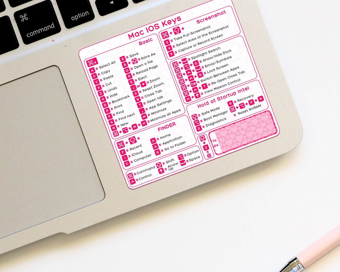Mac Keyboard Shortcuts Printable Stickers, Shortcuts Decal Clipart ...