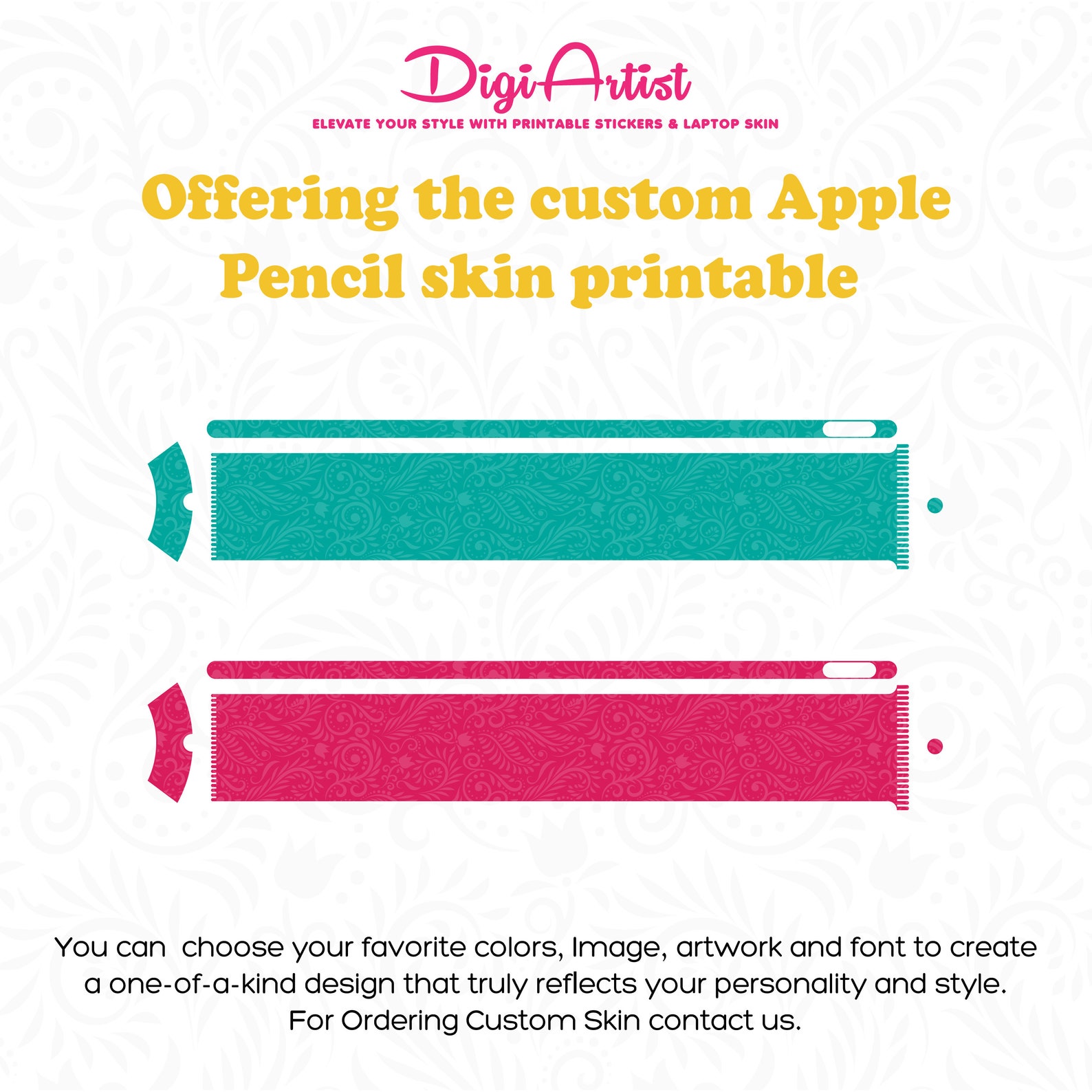 Apple Pencil 2 Skin Editable Template, Apple Pencil Skin Printable ...
