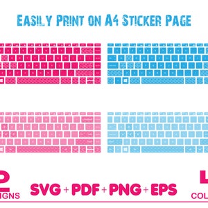 Keyboard Printable Stickers, Window Laptop Decal Clipart, Pack of 4 ...