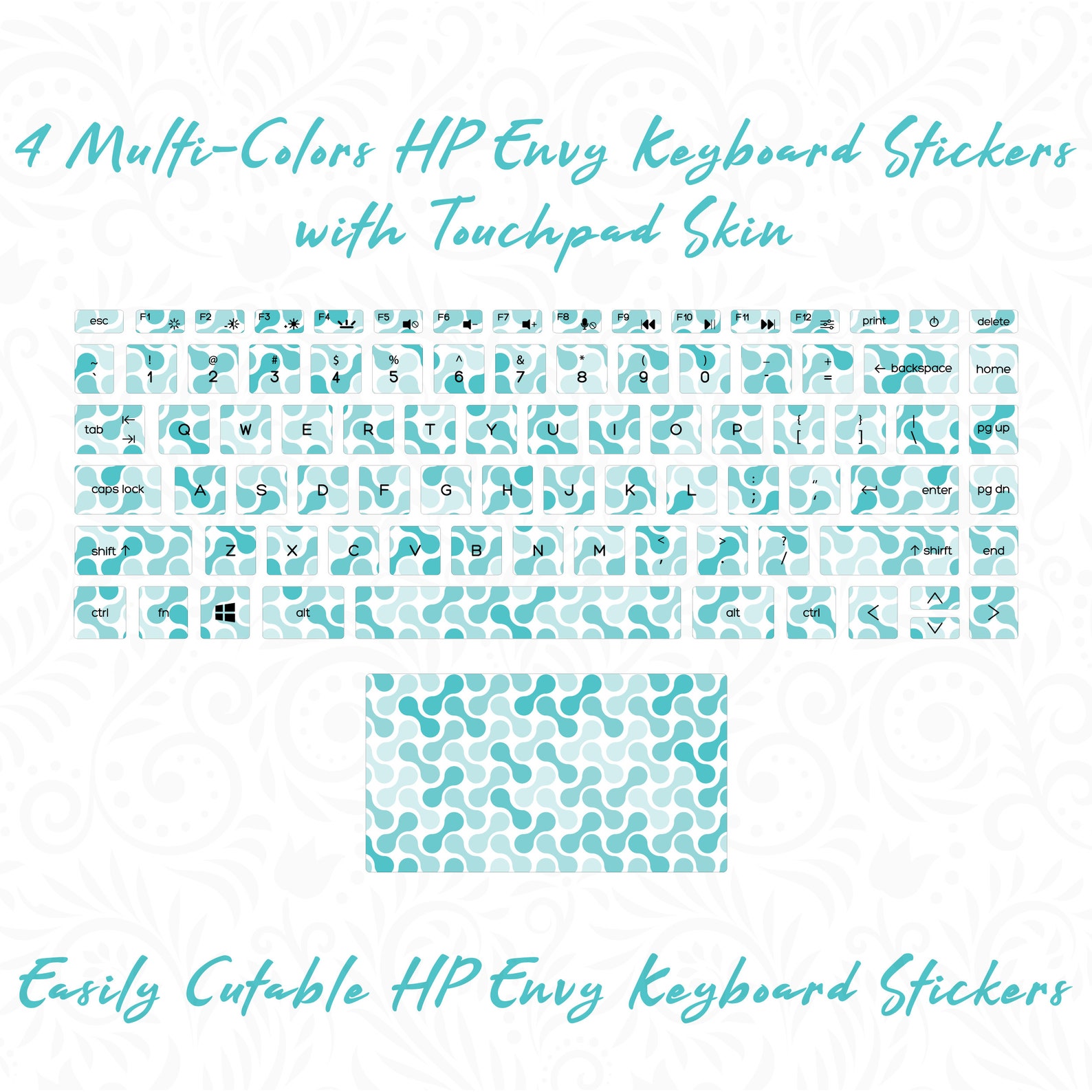 HP Envy Keyboard Skin, Multi-color Stickers, Touchpad Decal (digital ...