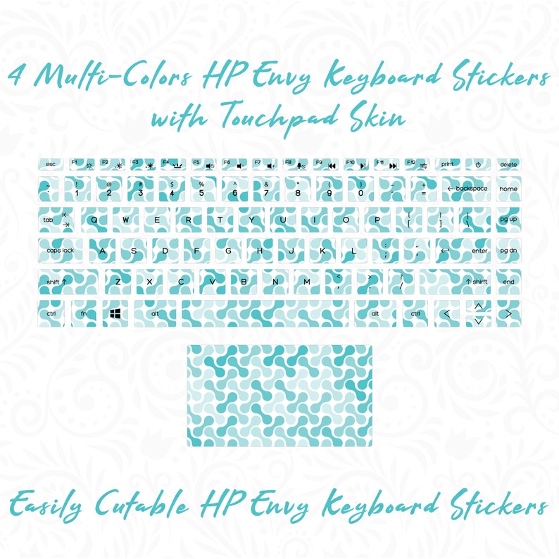 HP Envy Keyboard Stickers With Touchpad Skin in 4 Multi-color HP Envy ...
