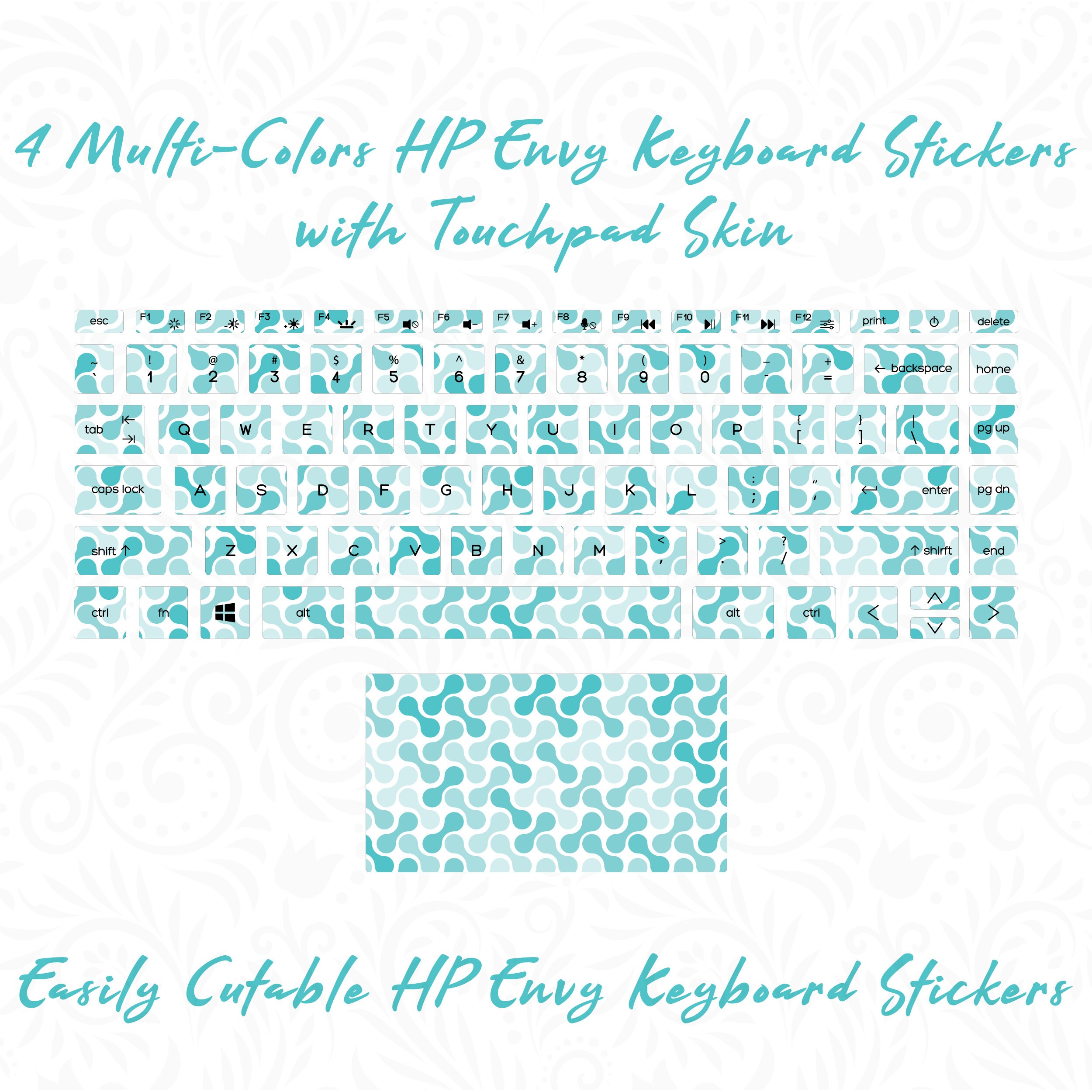 HP Envy Keyboard Skin, Multi-color Stickers, Touchpad Decal (digital ...