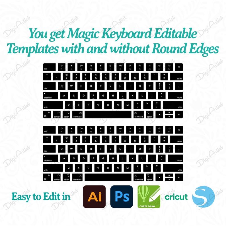 Magic Keyboard With Touch ID Skin Editable Template by Digiartist Store ...