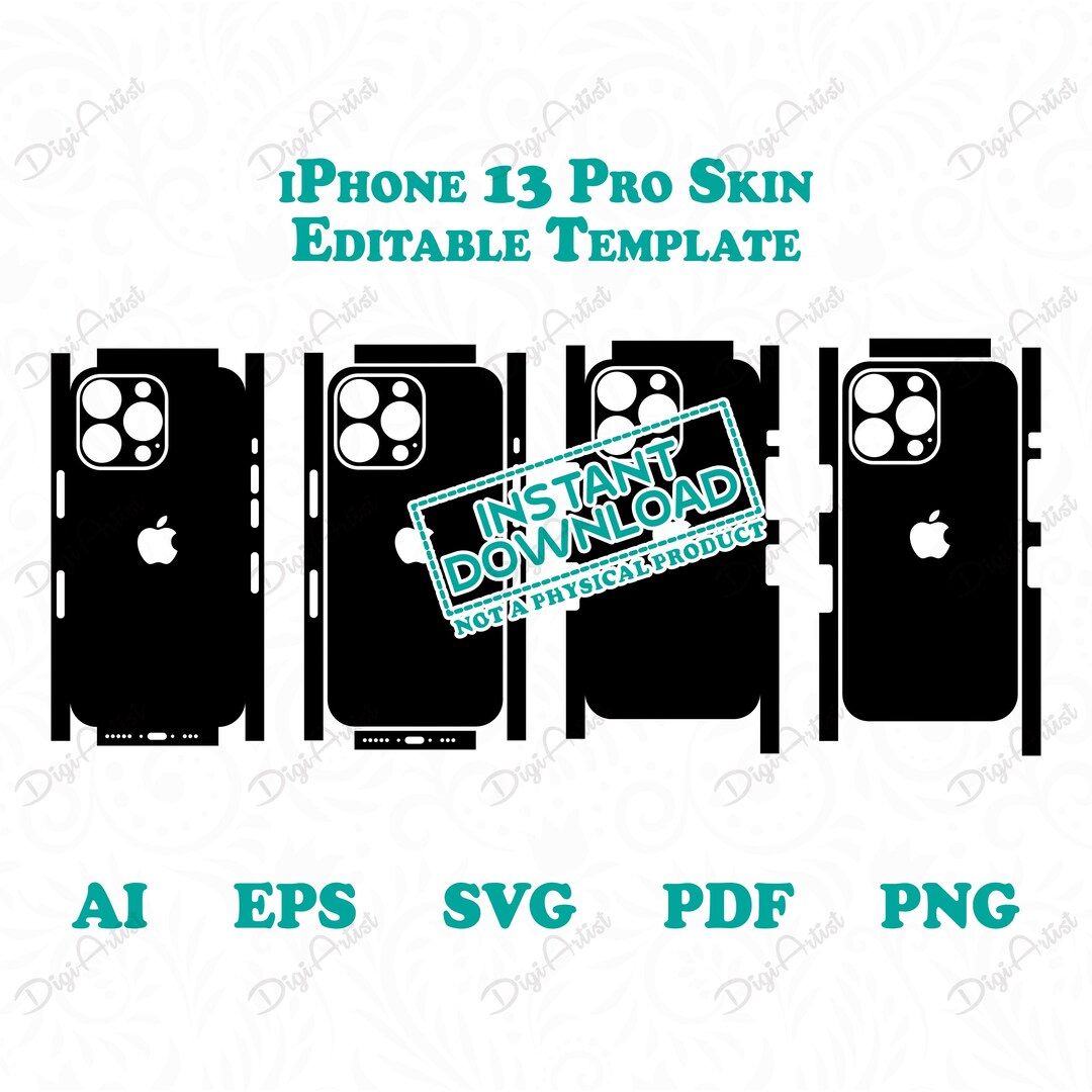 IPhone 13 Pro Skin Editable Template by Digiartist Store, iPhone 13 Pro Case Template in Instant ...