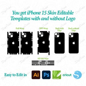 IPhone 15 Skin Editable and Printable Template by Digiartist Store ...