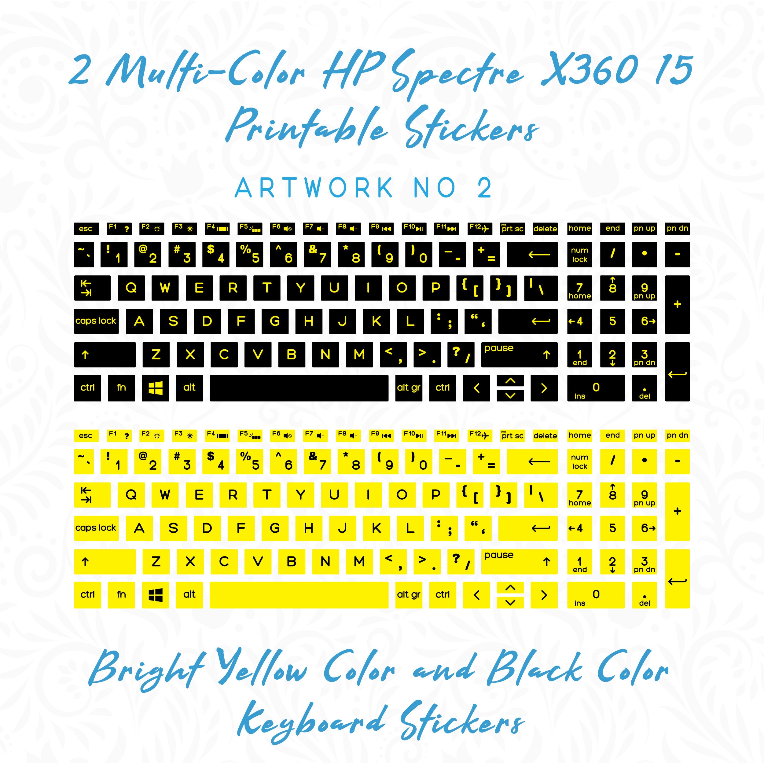 HP Spectre X360 15 Stickers in 8 Multi Keyboard Decal HP Spectre X360 ...